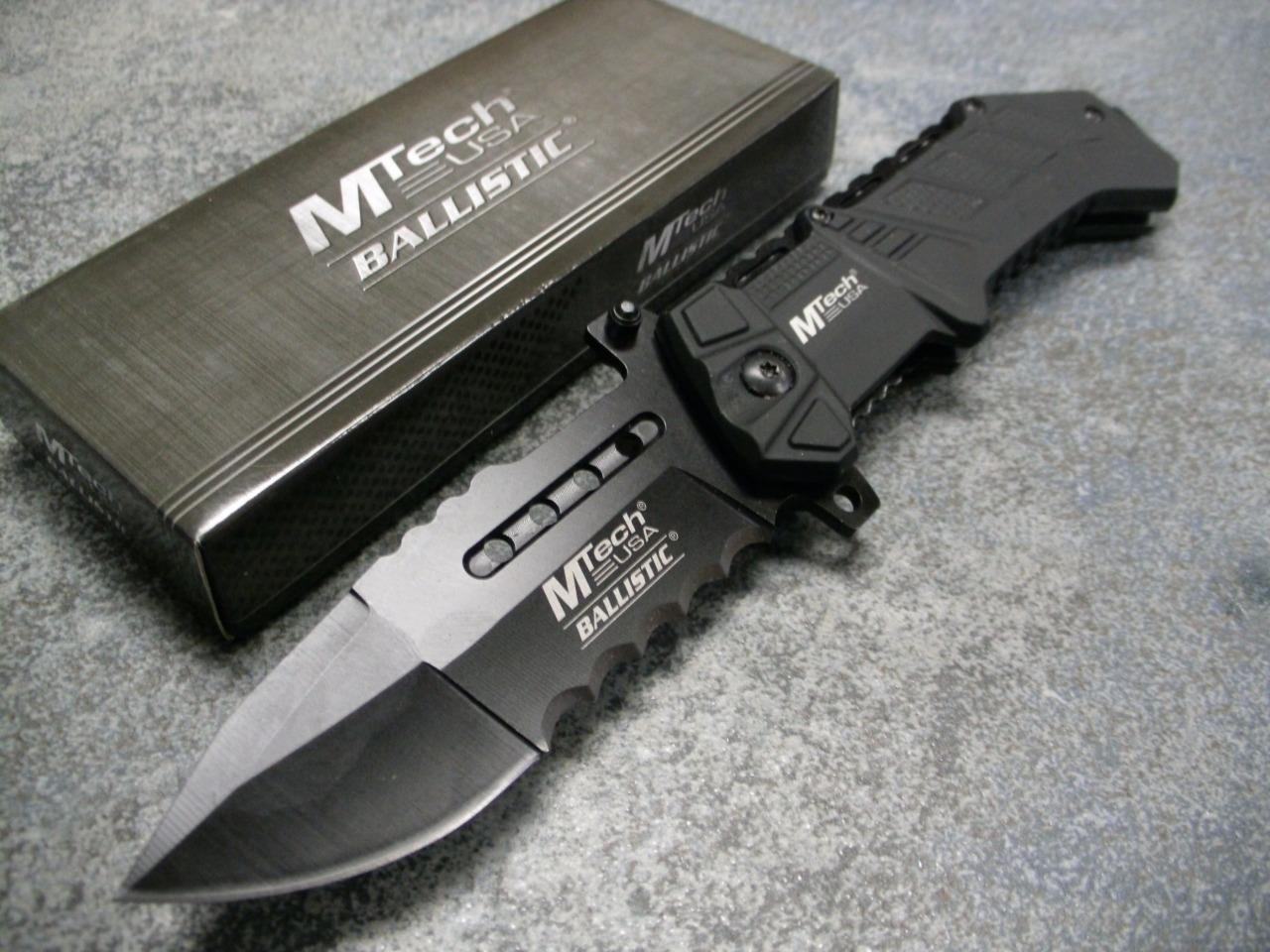 M-Tech USA Ballistic Tactical Spring Assisted Black Military Rescue ...