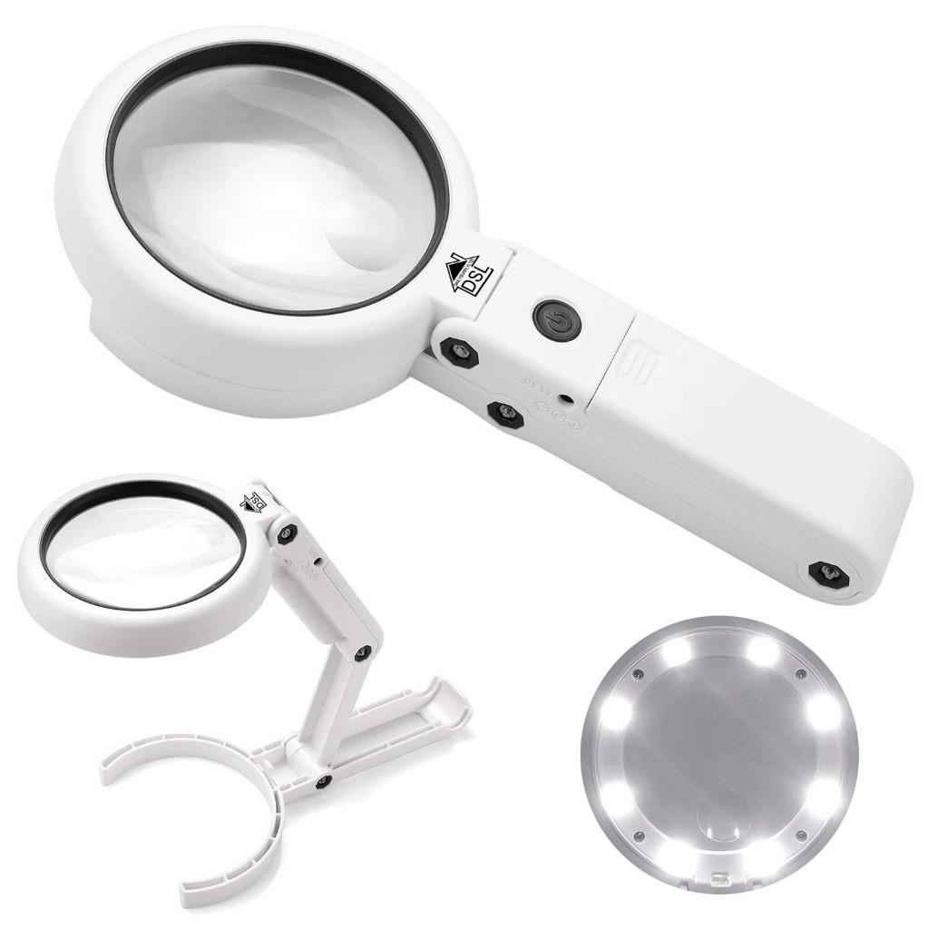 DSL Portable illuminated Magnifying Glass 5X 11X Jewellery Loupe ...