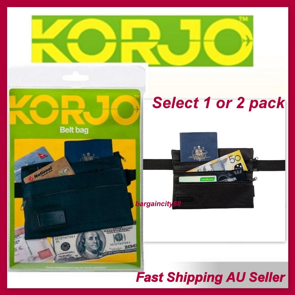 Korjo Belt Bag Waist Money Bag Travel Wallet--3 Ample Zippered ...
