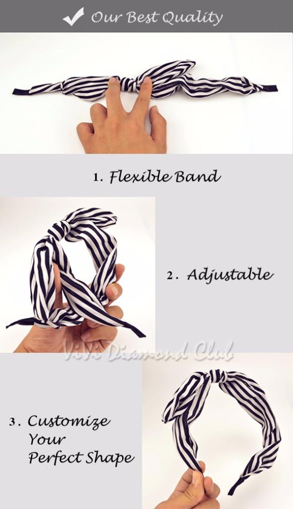 Fashion Korean Style Rabbit Bunny Ears Ribbon Scarf Hair Tie Wrap Bow ...