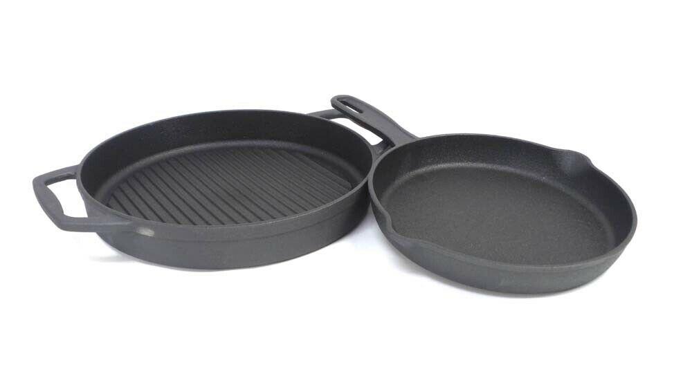 Cook's Essentials Nonstick Cast Iron 12" Grill & 10" Skillet. You Pick ...