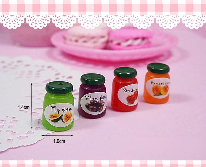 4 Dollhouse Miniature Fruit Jam Bottles Kitchen Food Flavor Jar Shop ...