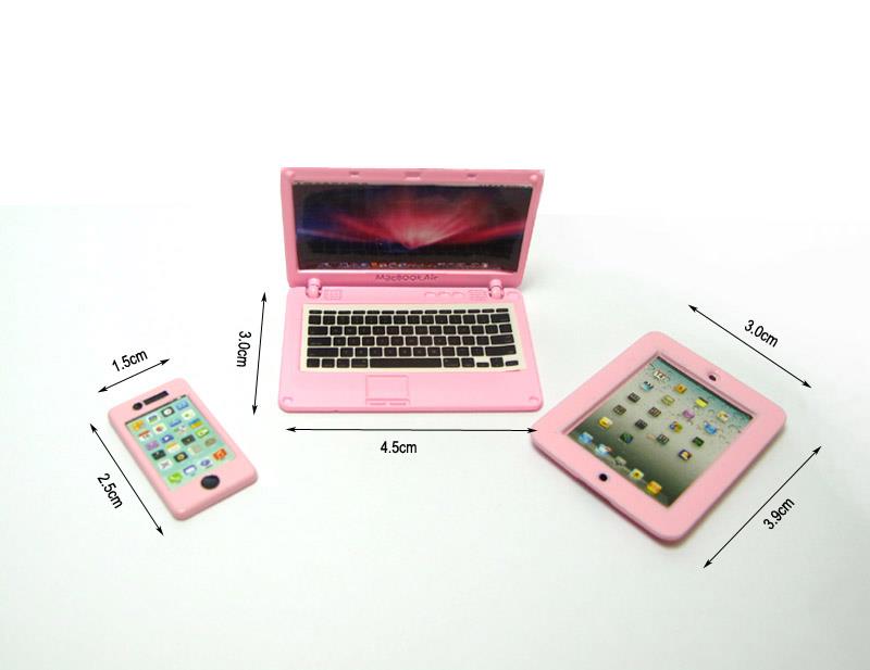 3 Doll House Miniature Iphone Laptop I PAD Study Room Furniture 1:6 Bjd ...