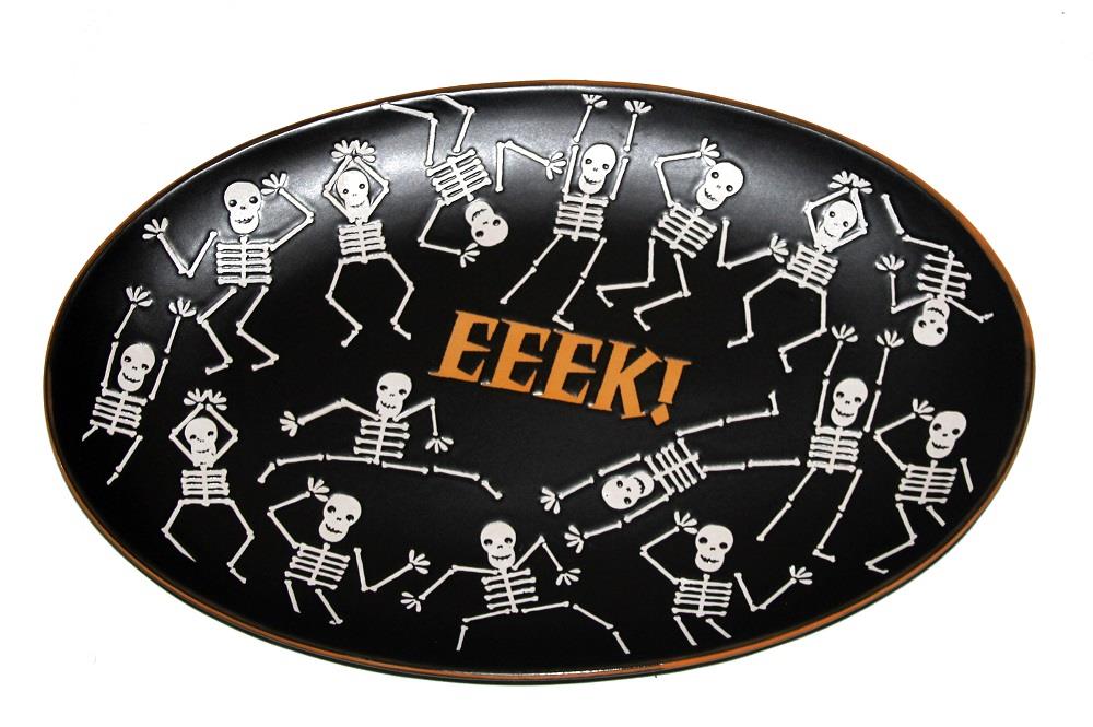 LRG Halloween Skeleton EEK or SPOOK*SCARY*BOO! Matte Black HVY Oval ...