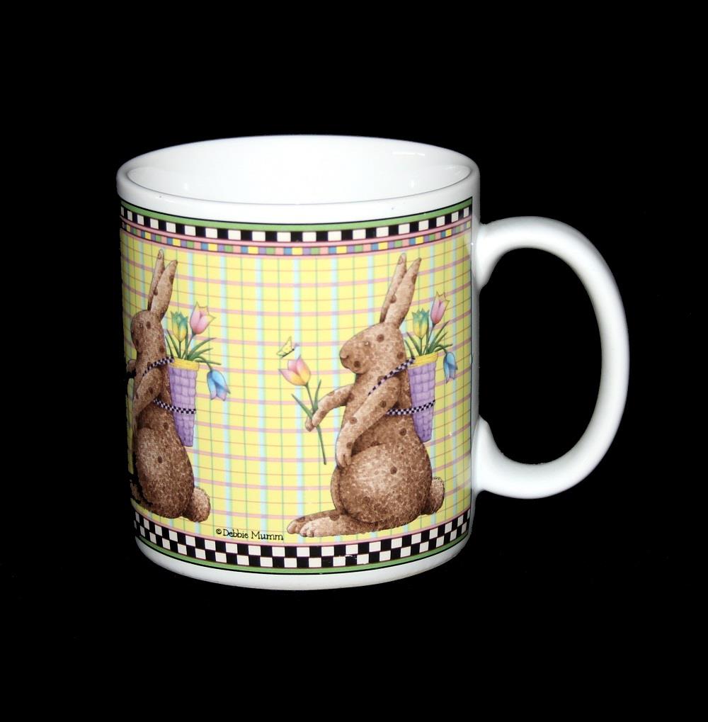 VTG Debbie Mumm EASTER Bunny Spring is in the Air Plaid Blue Yellow ...