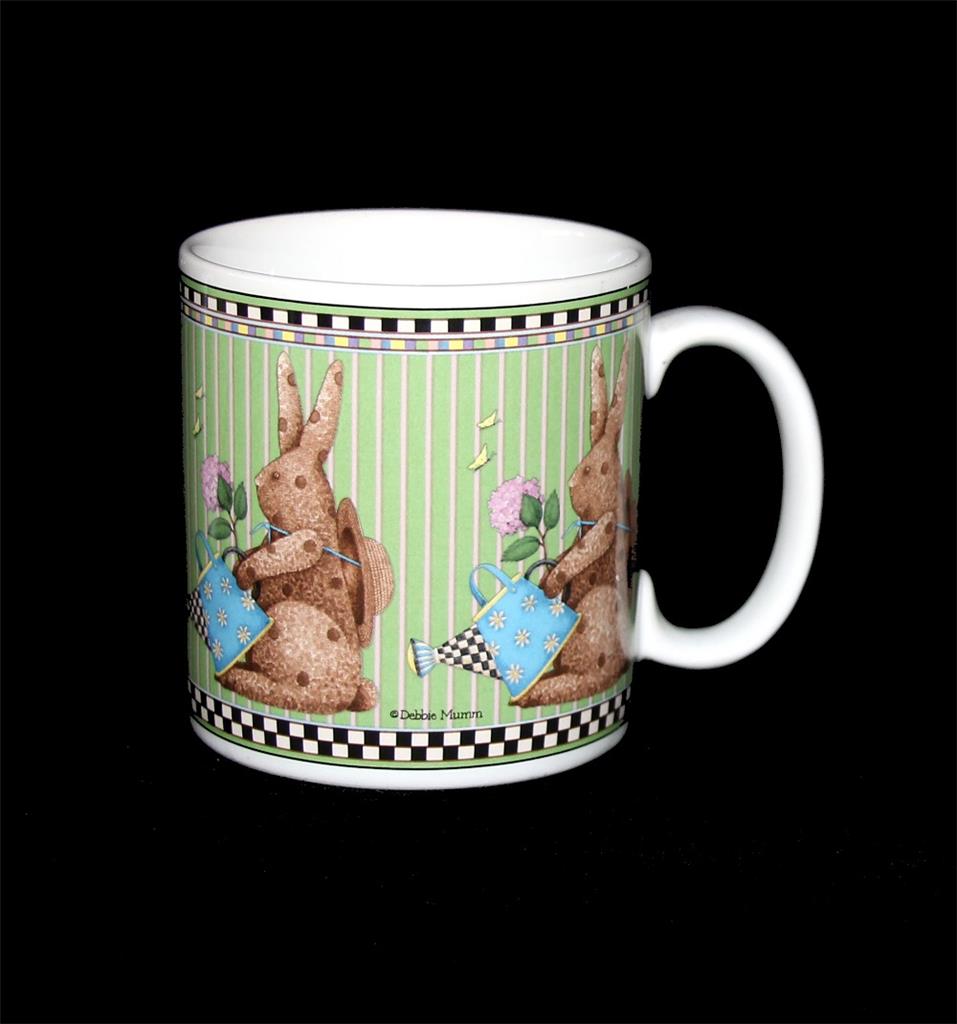 VTG Debbie Mumm EASTER Bunny Spring is in the Air Plaid Blue Yellow ...