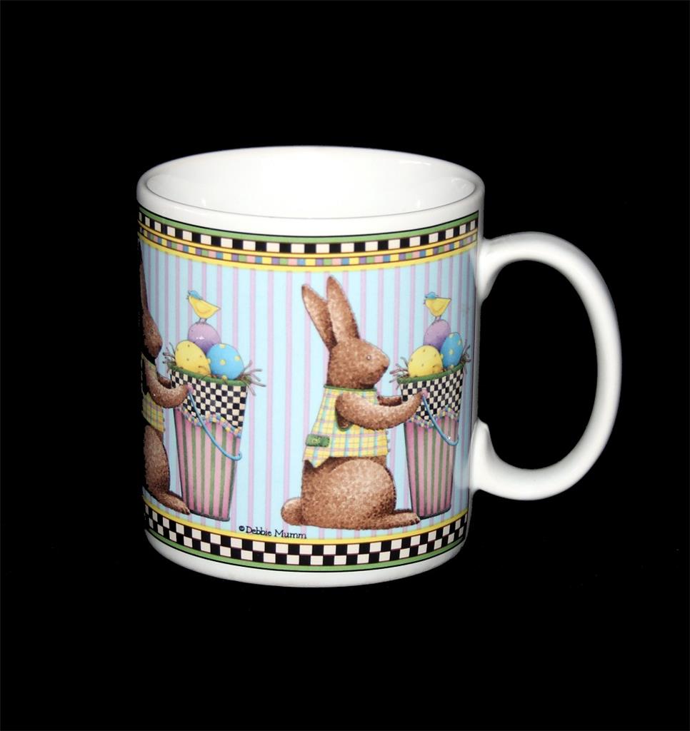 VTG Debbie Mumm EASTER Bunny Spring is in the Air Plaid Blue Yellow ...