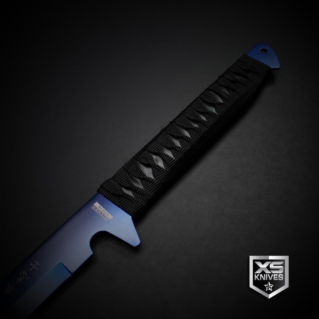 Epic BLUE 26" LASER TANTO Sword Machete Ninja Full Tang Fixed Blade ...