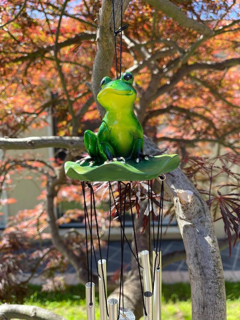 Wind Chimes Frog on Lily Pad Outdoor Decor Hanging Winchime Garden ...