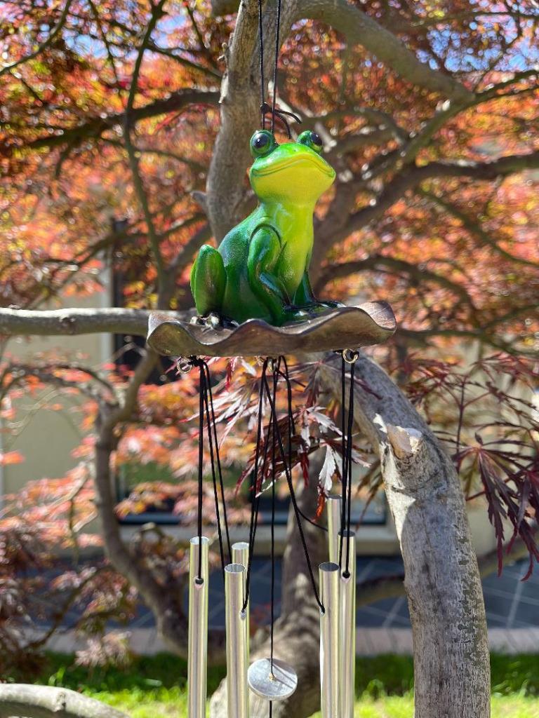 Wind Chimes Frog on Lily Pad Outdoor Decor Hanging Winchime Garden ...