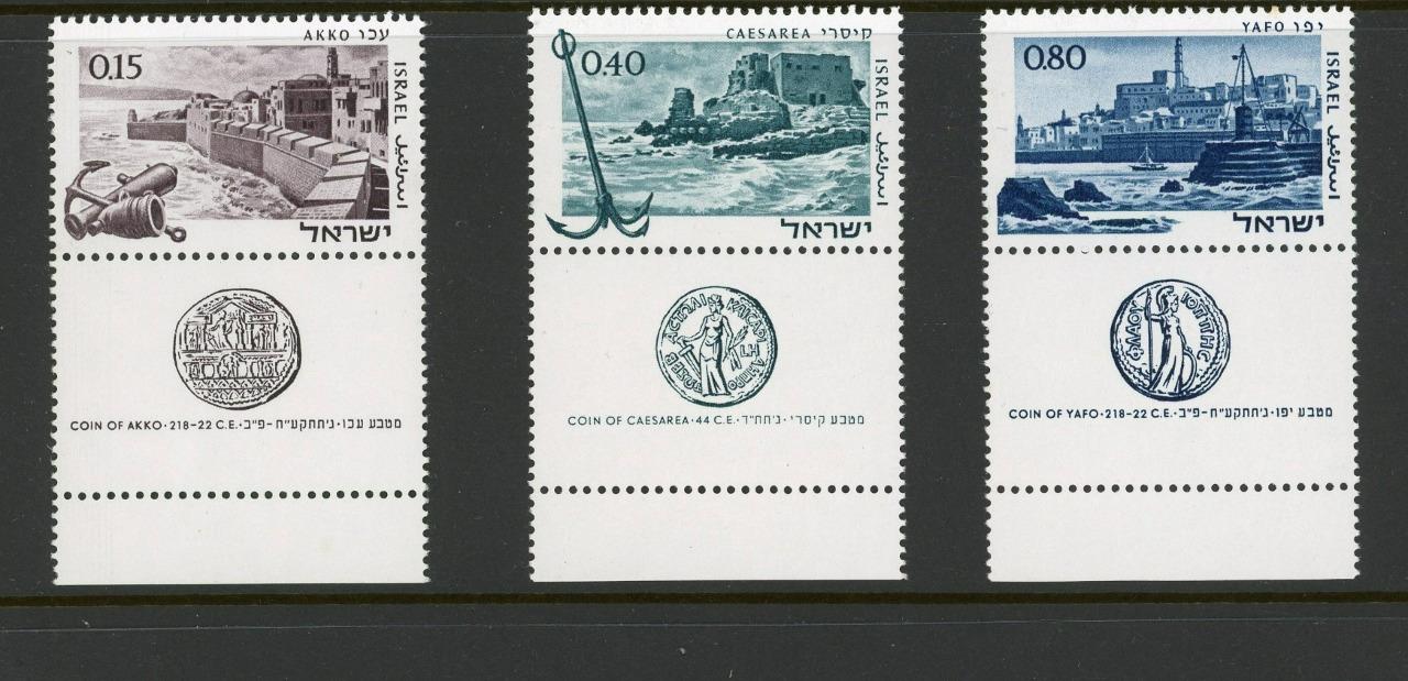 Israele 1967 SG 353-5 porti antichi navi nuove di zecca