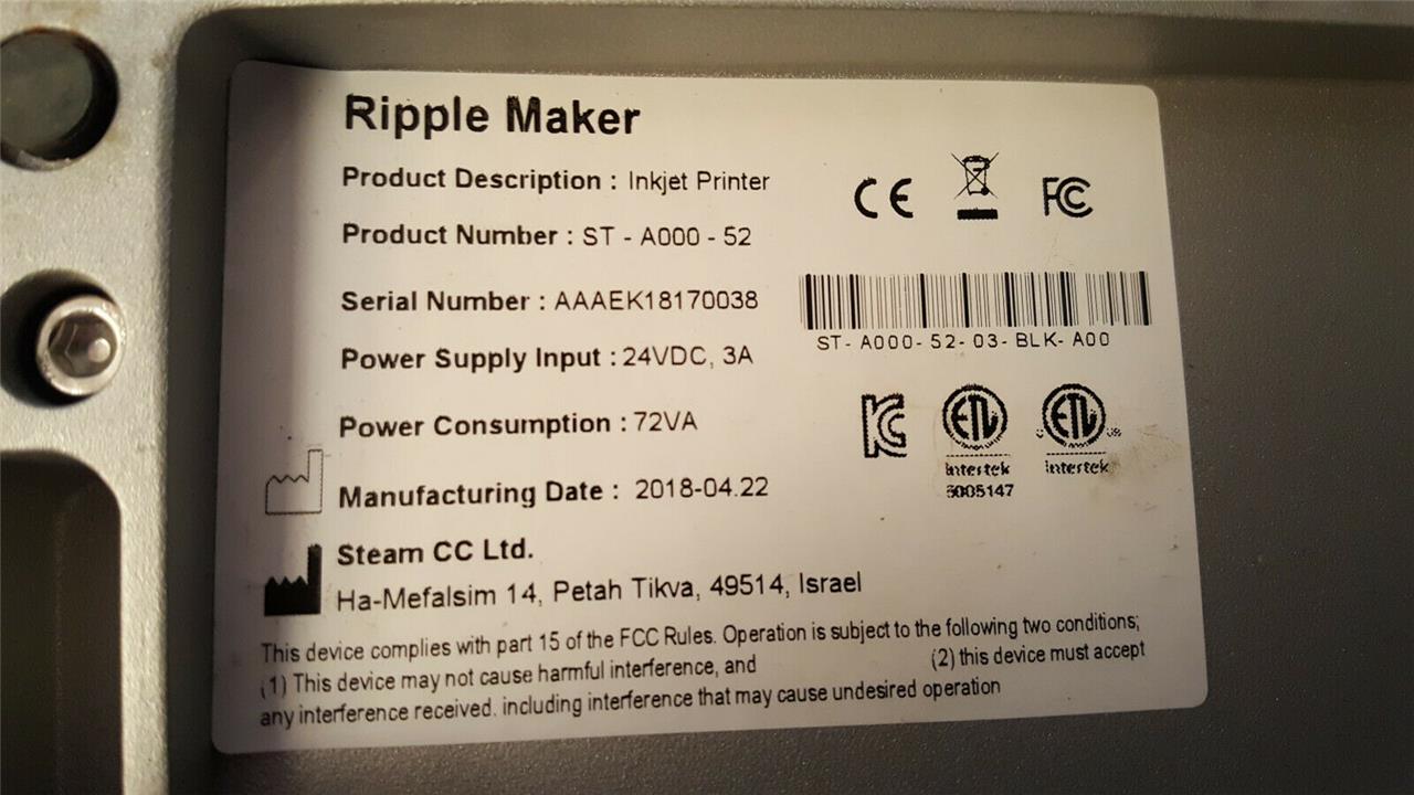 STEAM CC RIPPLES Ripple Maker Printer ST-A000-52 year 2018 | eBay