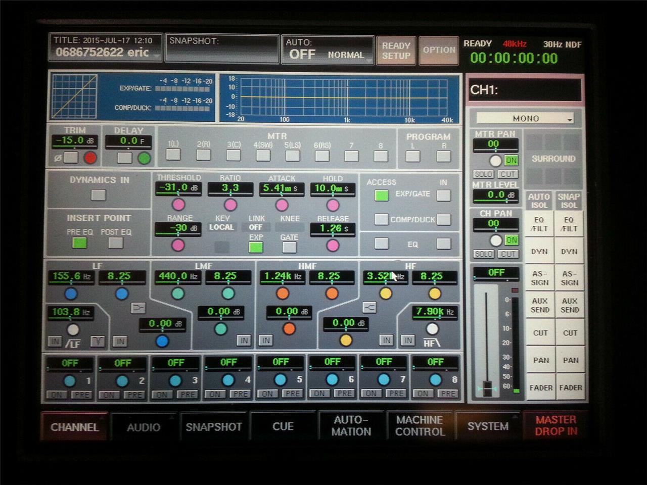 SONY DMX-R100 VER2.22 Digital Audio Mixer With DMBK-R103 and DMBK-R102 ...