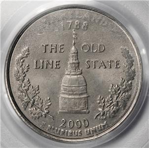 2000 PCGS MS63 Missing Clad Layer Maryland State Quarter Mint Error ...