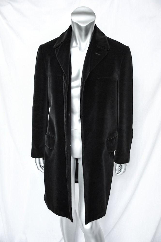 GUCCI Mens Long Classic Black VELVET 3-Button Formal Evening Coat ...