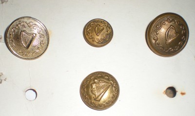 CIVIL WAR IRISH BRIGADE MILITARY UNIFORM BUTTONs ,CONFEDERATE? 4 HARP ...