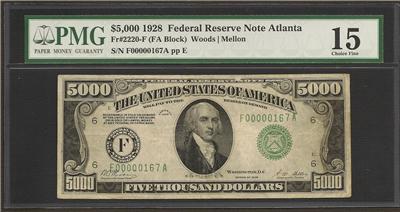 1928 $5000 FIVE THOUSAND DOLLAR BILL $5,000 PMG FINE 15 | eBay