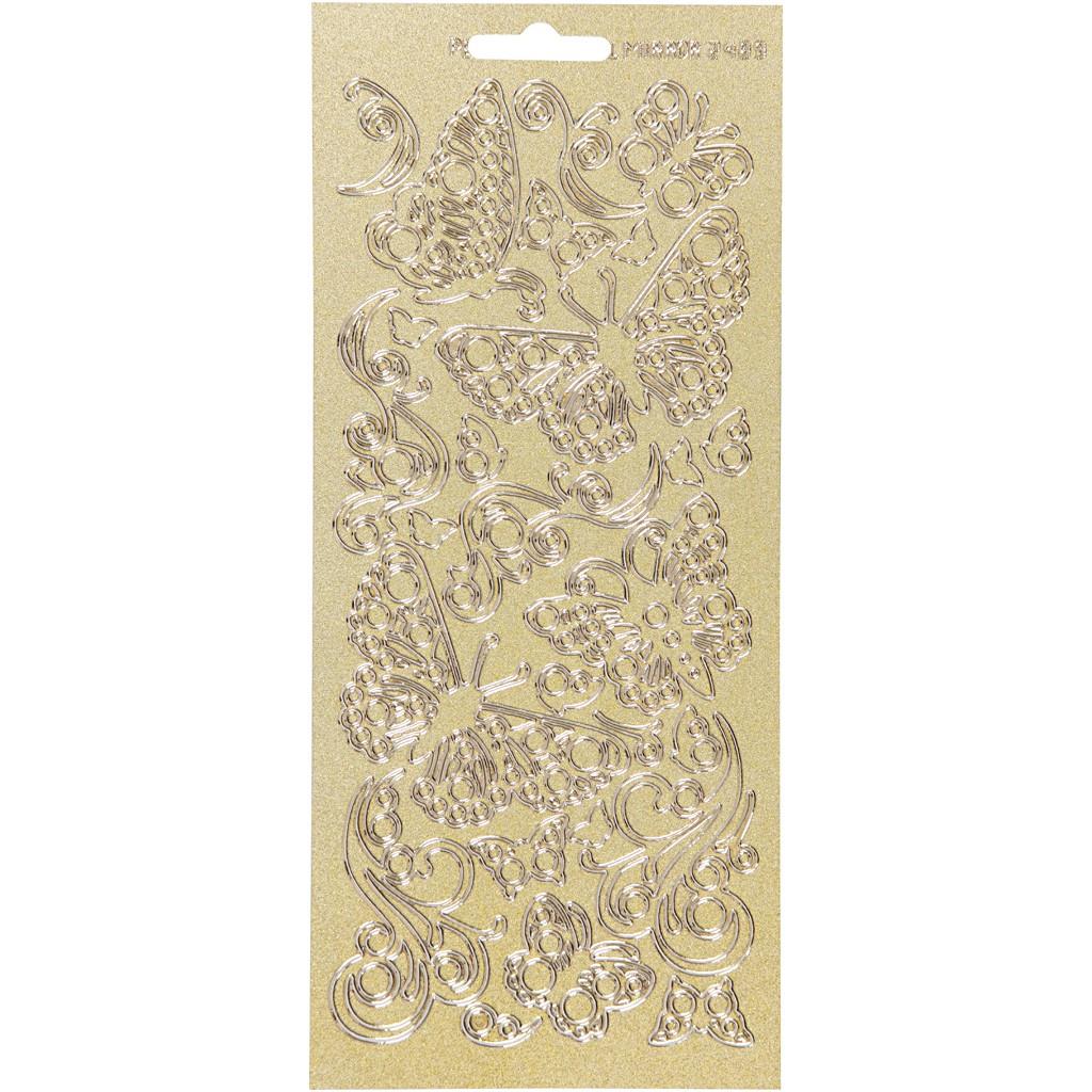 Gold Assorted Designs Self Adhesive Peel Off Stickers Sheet Card Decor ...