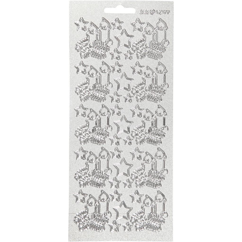 Silver Assorted Designs Self Adhesive Peel Off Stickers Sheet Card ...