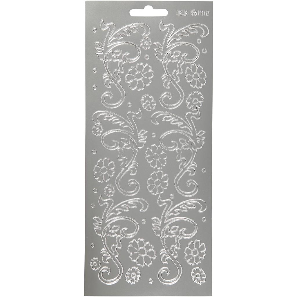 Silver Assorted Designs Self Adhesive Peel Off Stickers Sheet Card ...
