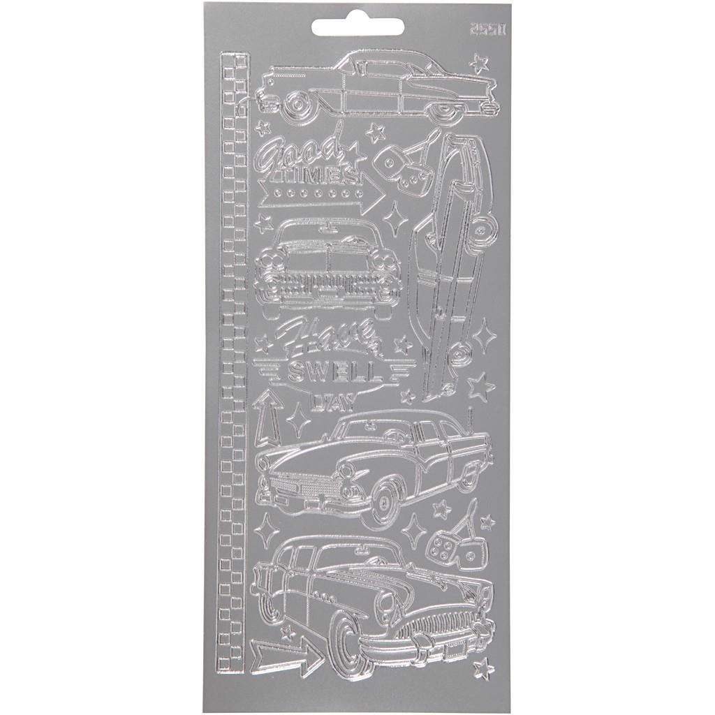 Silver Assorted Designs Self Adhesive Peel Off Stickers Sheet Card ...