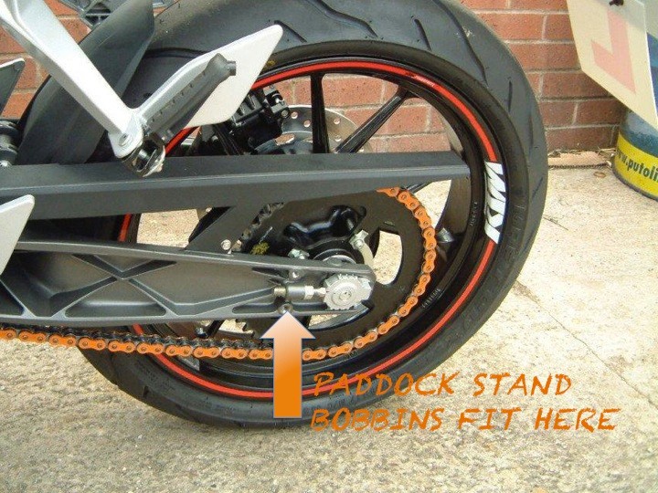 KTM 125 200 390 DUKE PADDOCK STAND BOBBINS M10 SPOOLS COTTON REELS 10MM ...