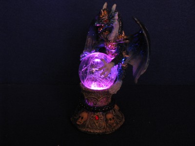 DRAGON COLOR CHANGING GLOBE FIGURINE TABLE STATUE LAMP LED NIGHT LIGHT ...