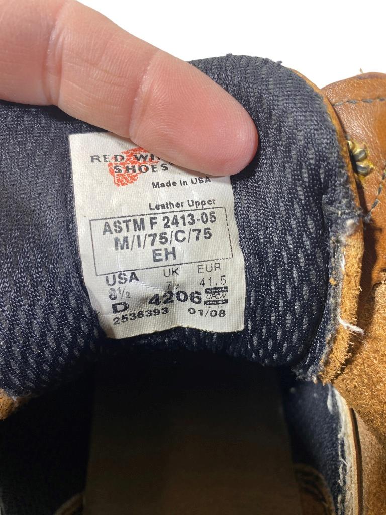 Red Wing 4206 Safety Steel Toe Work Boot Men size 8.5 D Brown Leather ...