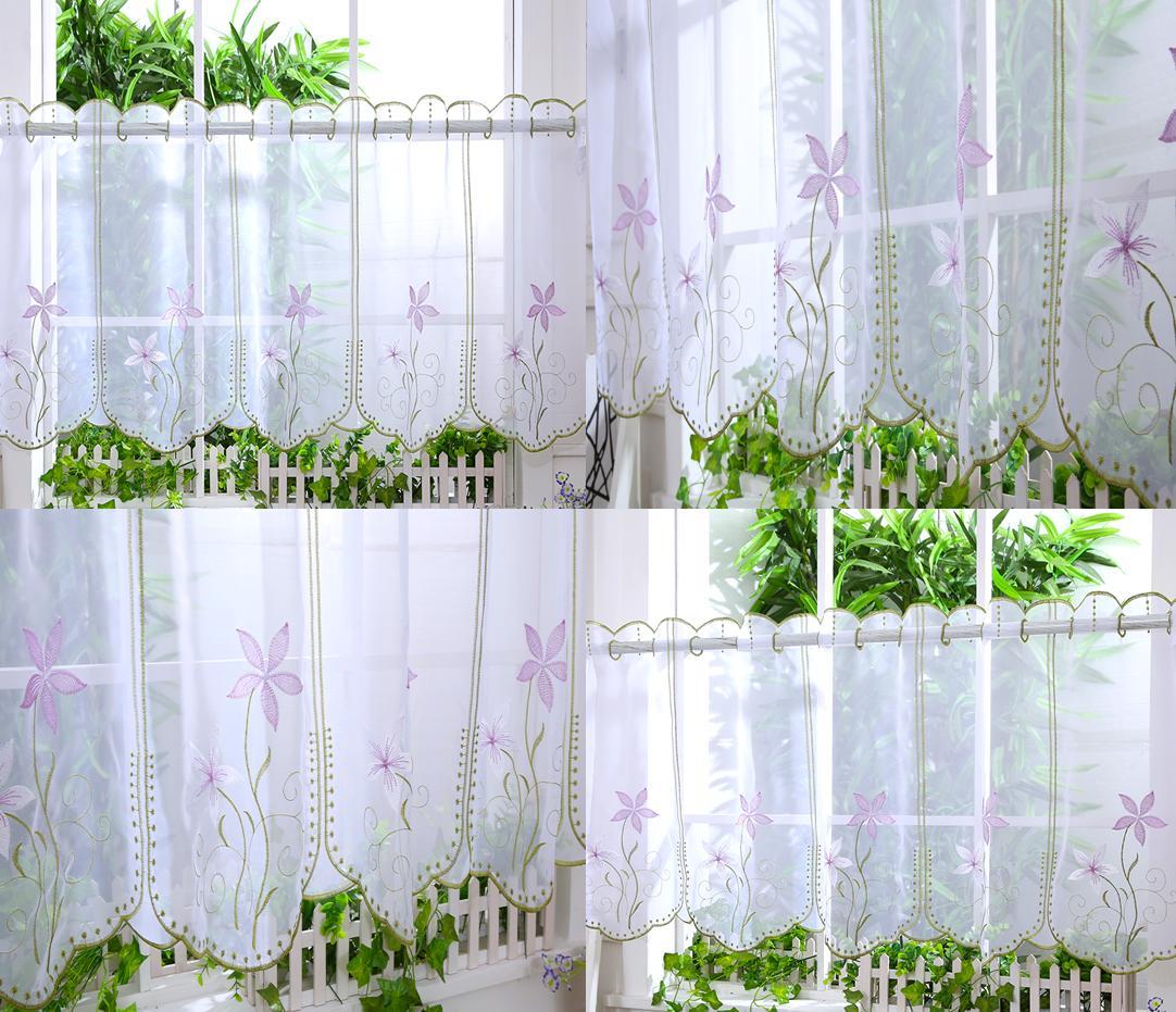 Embroidered Voile Curtain Kitchen Cafe Net Curtain Panel - 32 ...