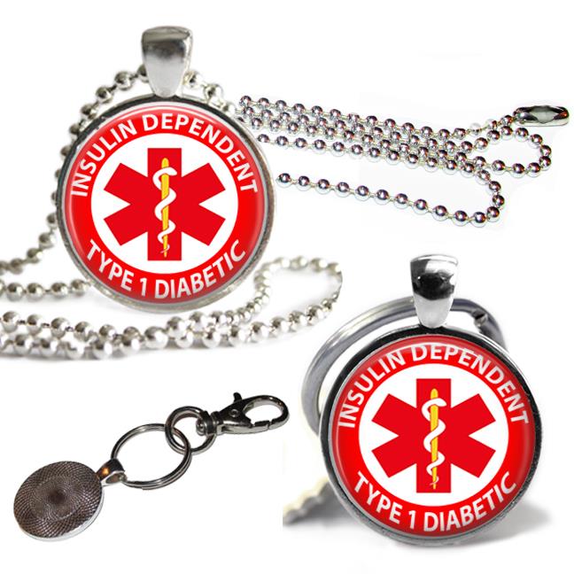 Medical Alert Type 1 Diabetic Insulin Dependent Necklace or Key Chain ...