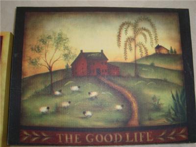 3 Primitive Country Scene FOLK ART Canvas Print Decor | eBay