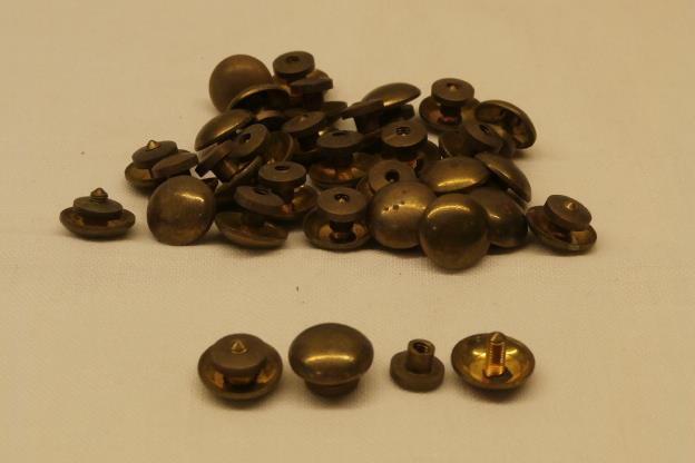 Small 1/4" across domed brass buttons / pins / ???? | Antiques Board