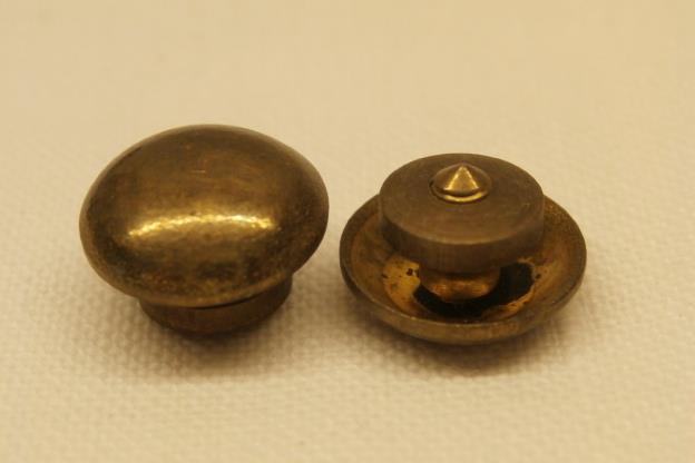 Small 1/4" across domed brass buttons / pins / ???? | Antiques Board