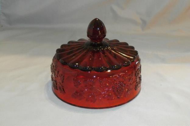 Westmoreland Ruby Red Paneled Grapes round butter dish lid? | Antiques ...