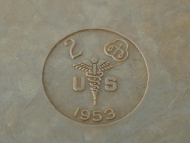 Hard plastic large light brown oval bowl/dish w/ Caduceus symbol on ...