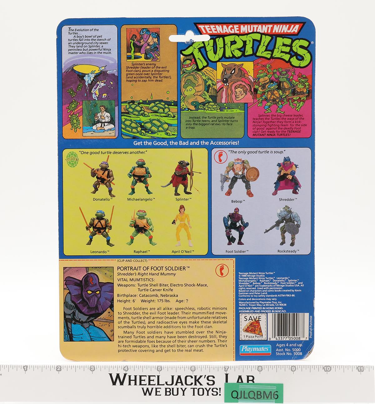 Foot Soldier 10 Back Teenage Mutant Ninja Turtles TMNT 1988 Playmates ...