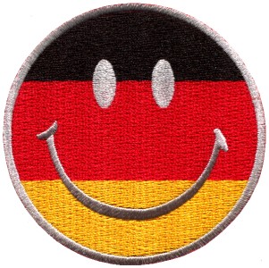 Smiley face Germany German flag smile retro fun applique iron-on patch ...