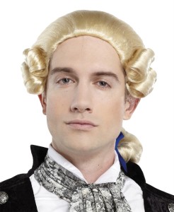 WHITE BROWN BLONDE FOUNDING FATHERS COLONIAL PONYTAIL BOW WIG COSTUME ...
