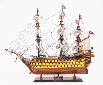 Painted HMS Victory 1744 Wooden Tall Ship Model 30" Nelson's Flagship ...