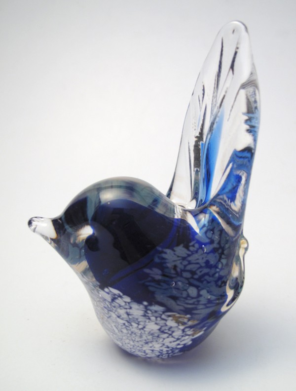 SIGNED ALAN FOX WA AUSTRALIAN STUDIO IRIDESCENT COBALT BLUE ART GLASS ...