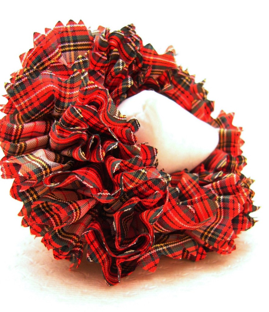 Plaid Pinked Edge Scrunchie Ponytail Holder - 5 colors | eBay