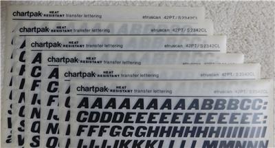 Vintage CHARTPAK Heat Resistant Transfer Lettering 6 NEW SHEETS Rub-On ...