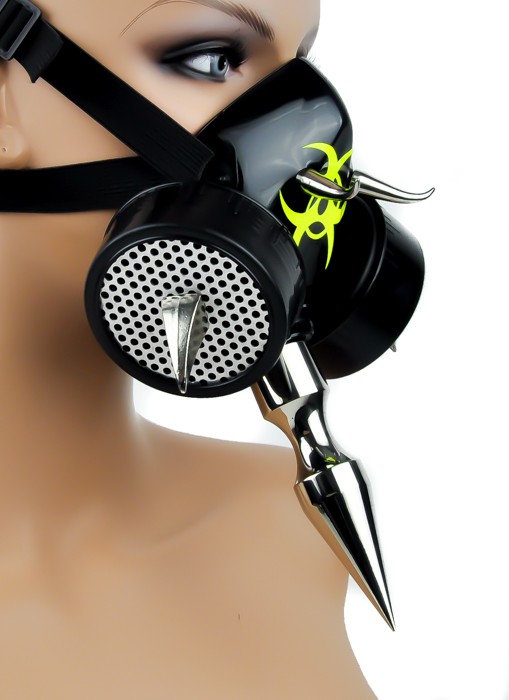 6" Spike Bio Hazard Dual Respirator Gas Mask Goth Cyber Rave Industrial ...