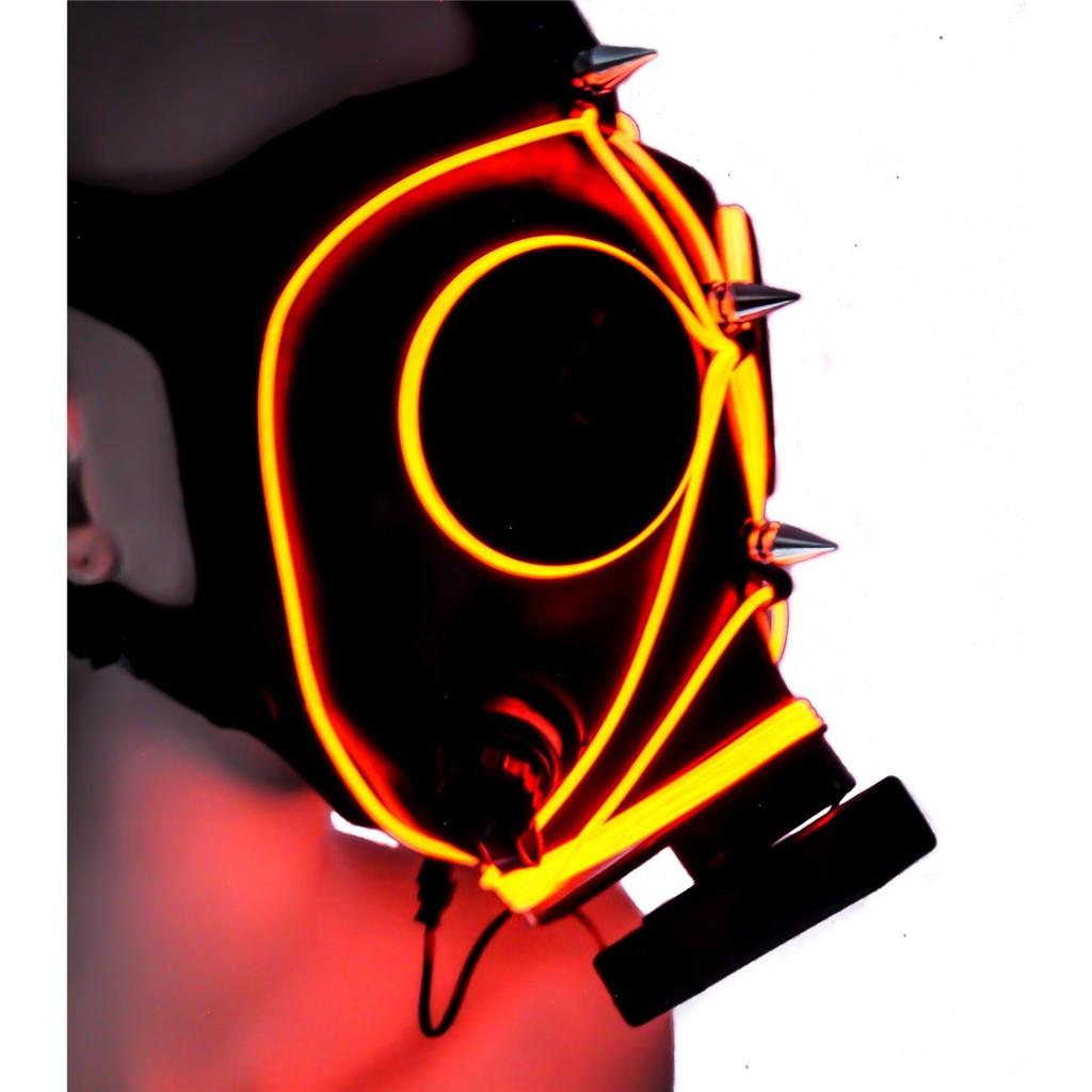Cyber Punk El Wire Red Glow Gas Mask Light Gothic Rave Techno Halloween ...
