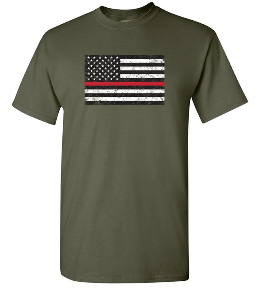 Thin Red Line T-Shirt Flag First Responder Fire Department Firefighter ...