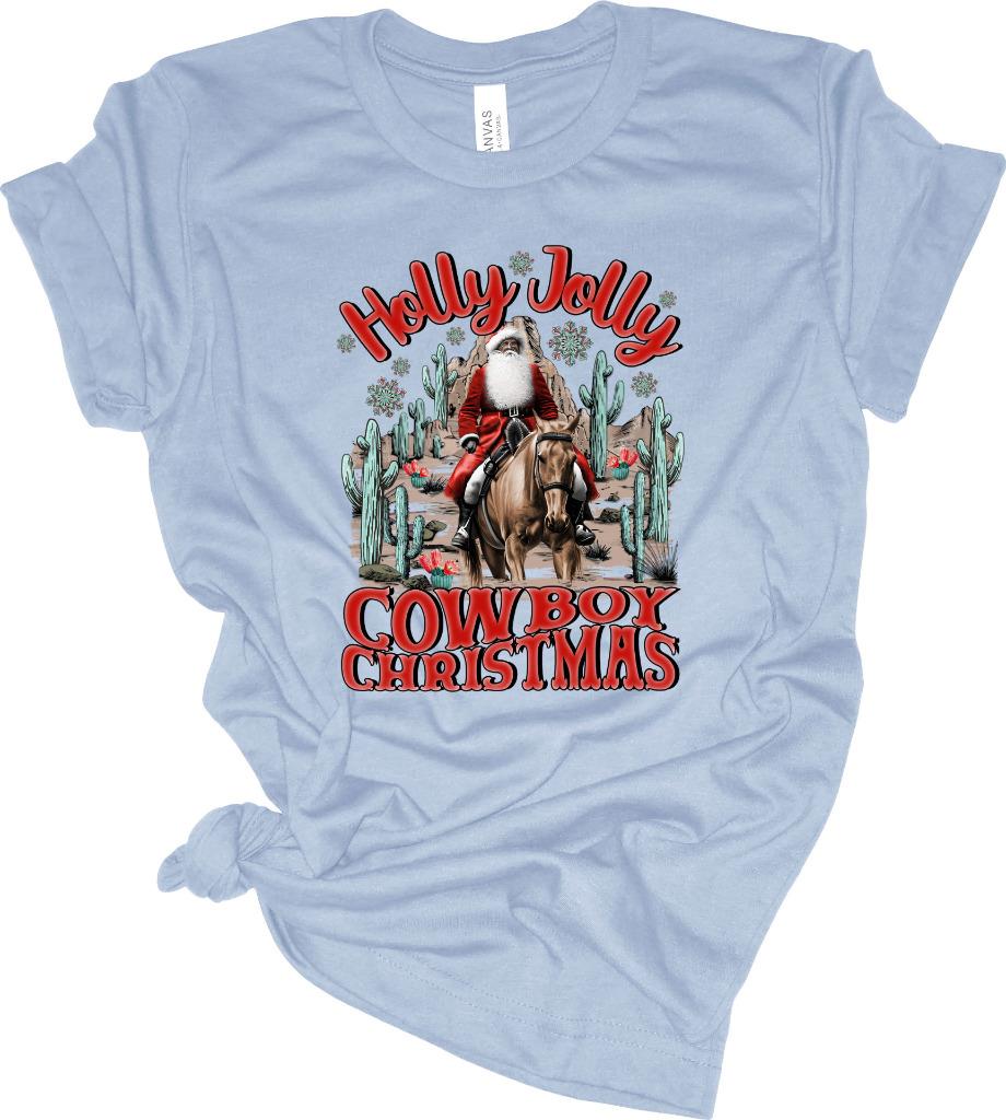 Western Santa Horse Holly Jolly Cowboy Christmas T-Shirt | eBay