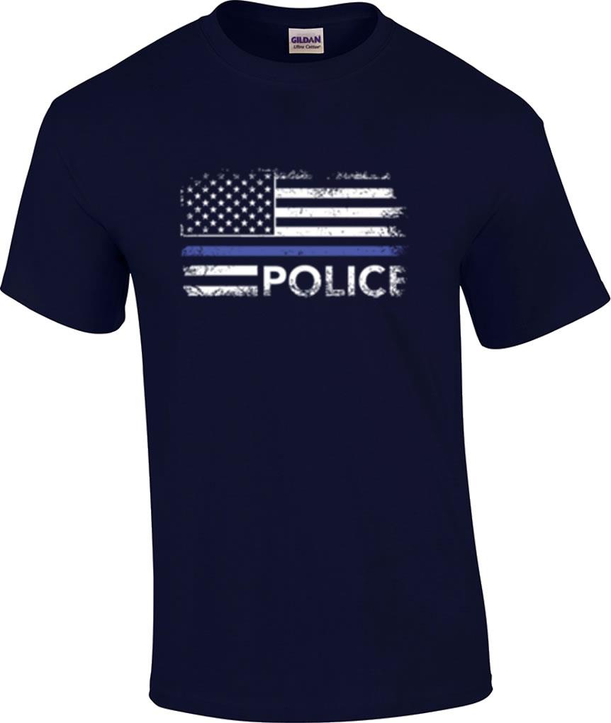 Distressed Police Blue Line Flag Law Enforcement T-Shirt | eBay