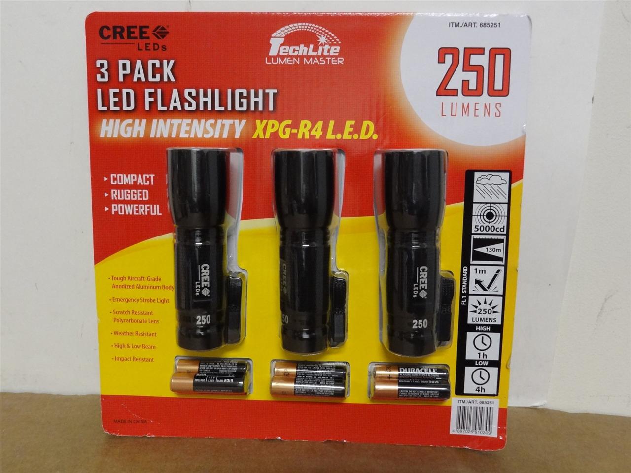 Tech Lite 250 Lumen Flashlight 3 Pack