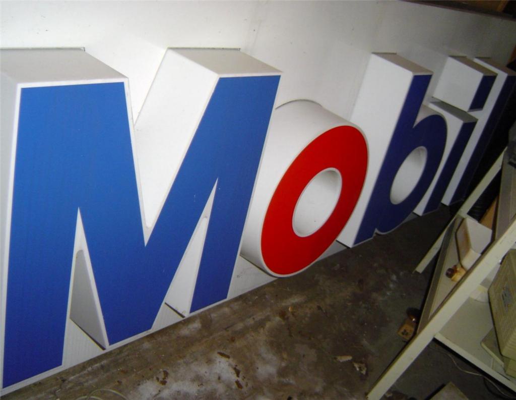 MOBIL OIL Logo Canopy Sign Letters &Mount HUGE 8'+ - Primarily ...