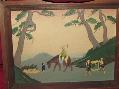 INTERESTING VINTAGE JAPANESE PYROGRAPHY PR ORIENTAL PICTURES PAPER ...